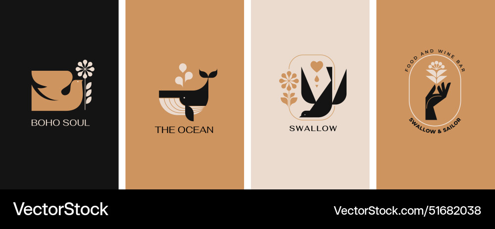 Minimalist modern logos collection geometrical Vector Image