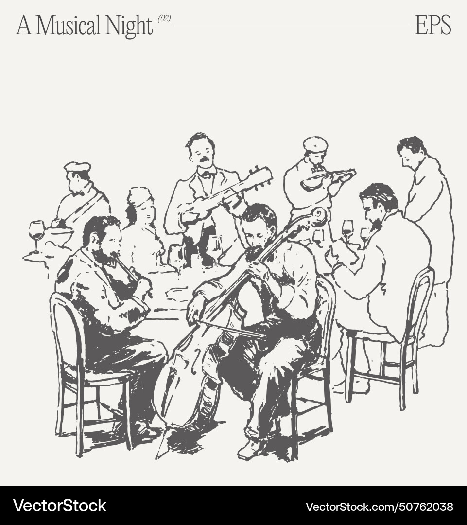 Orchestra playing musical instruments sketch Vector Image