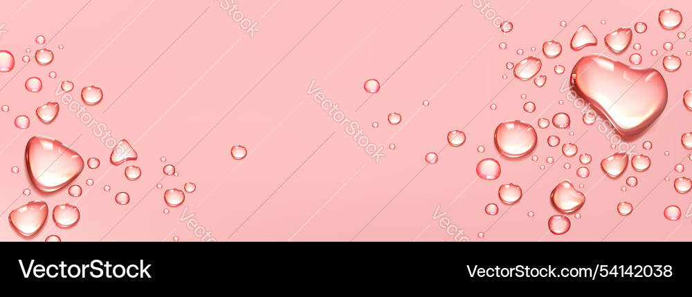 Pink pastel background with water droplets frame Vector Image