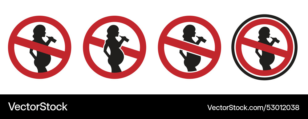 Prohibited sign collection with alcohol drinking Vector Image