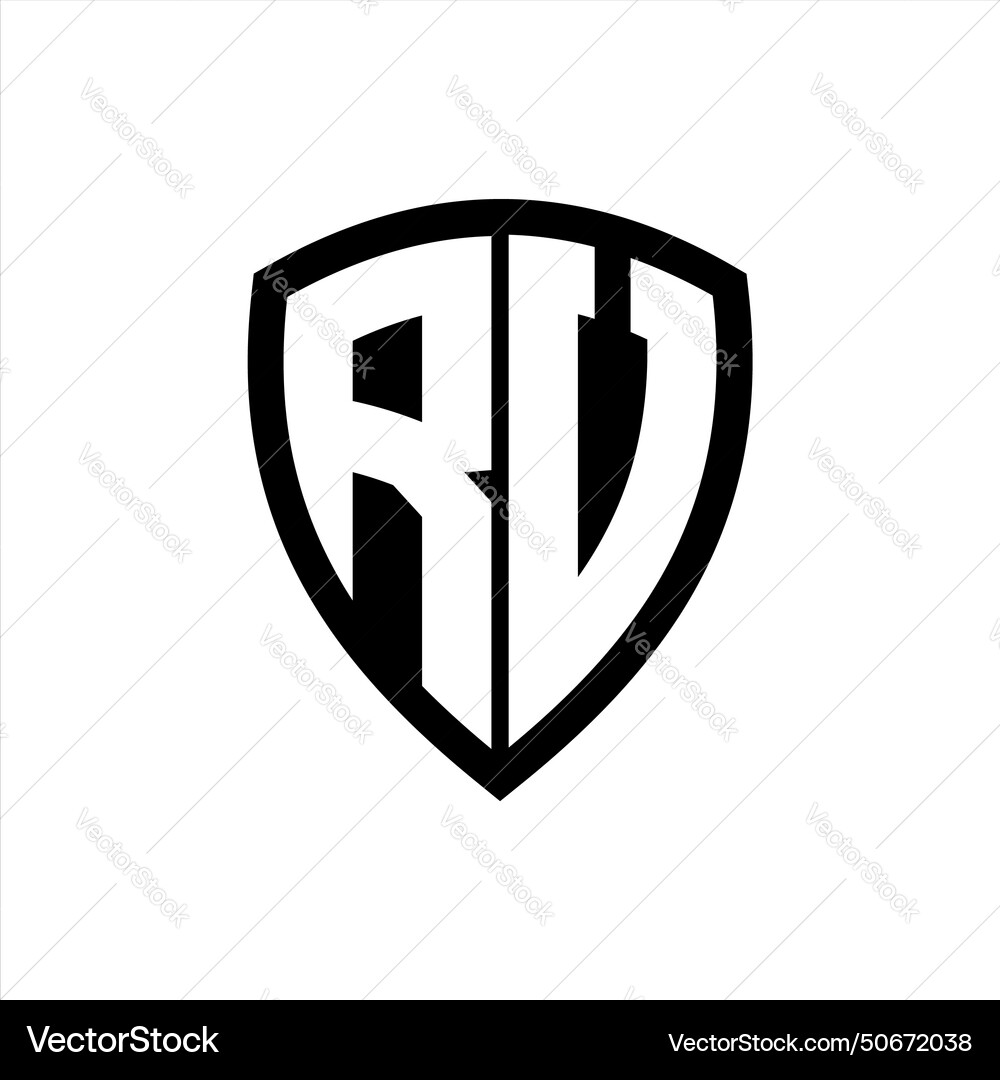 Rv monogram logo with bold letters shield shape Vector Image