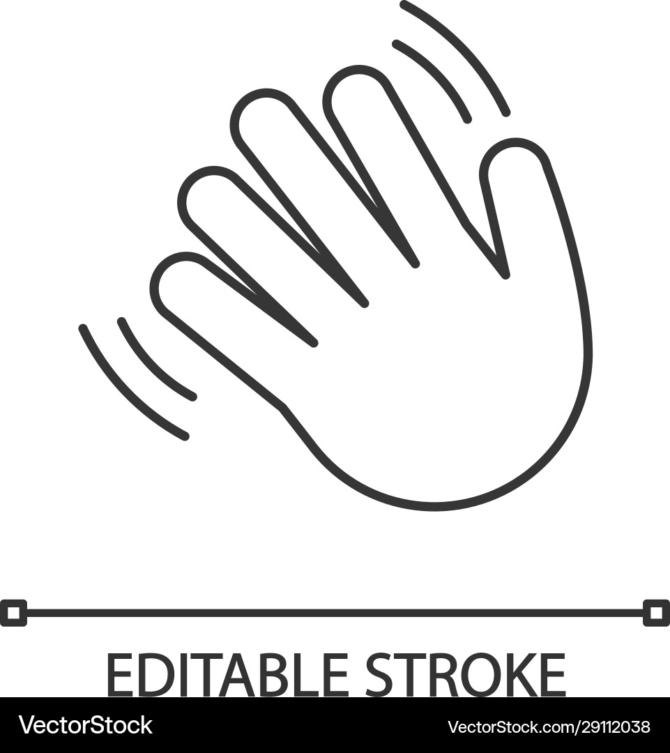 Waving hand gesture emoji linear icon Royalty Free Vector
