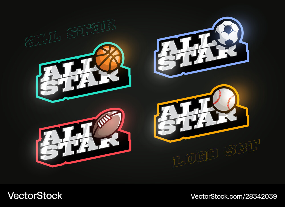 All star retro style sport logo set modern Vector Image