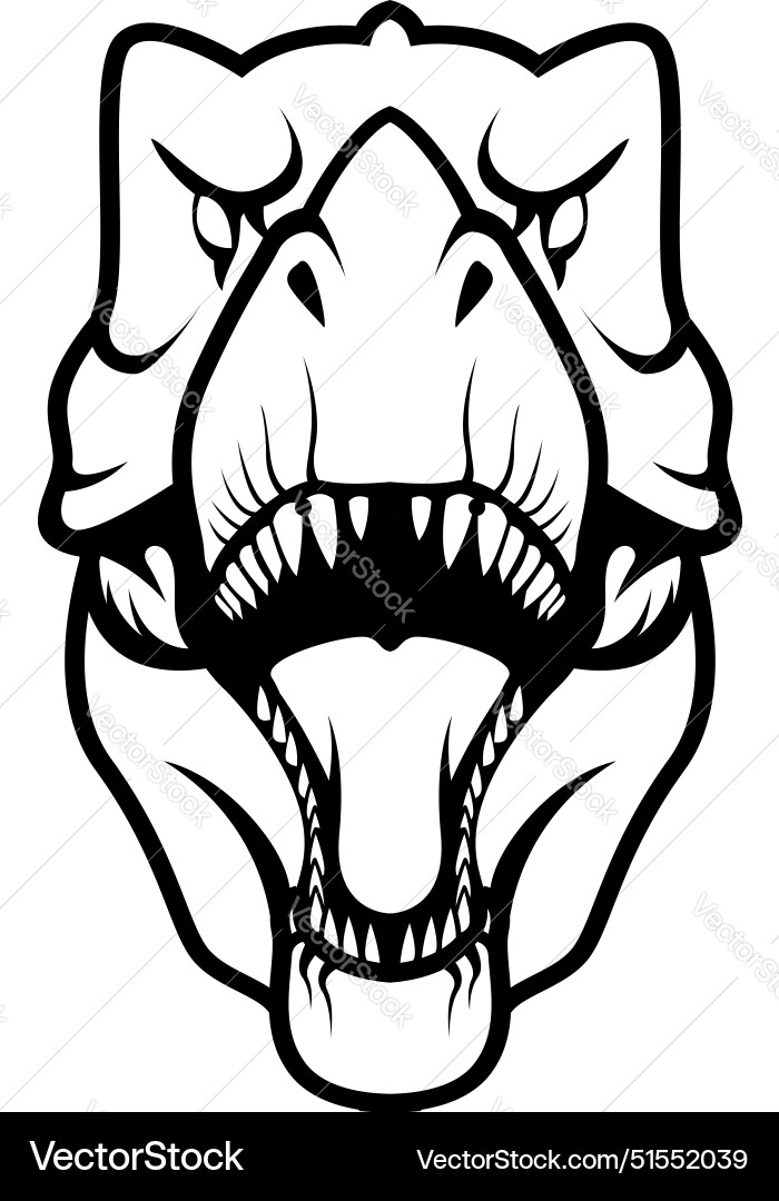 Angry t-rex head sketch lineart Royalty Free Vector Image