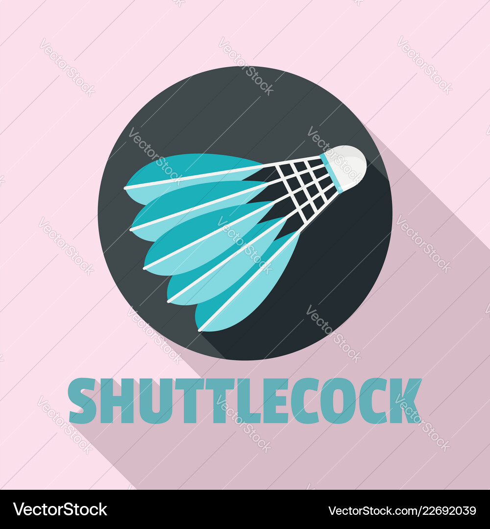 Blue shuttlecock logo flat style Royalty Free Vector Image