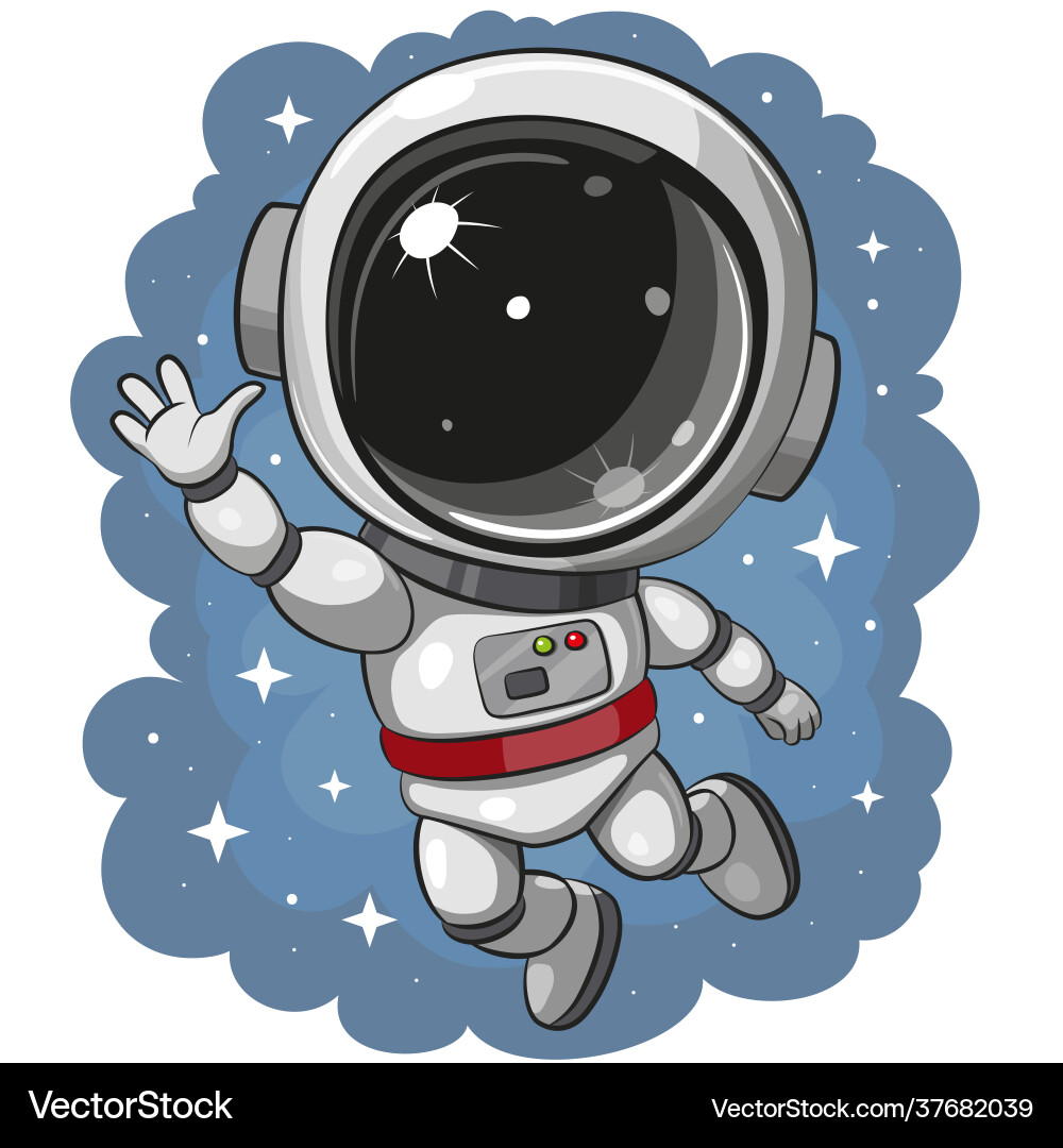 Cartoon astronaut flying on a space background Vector Image