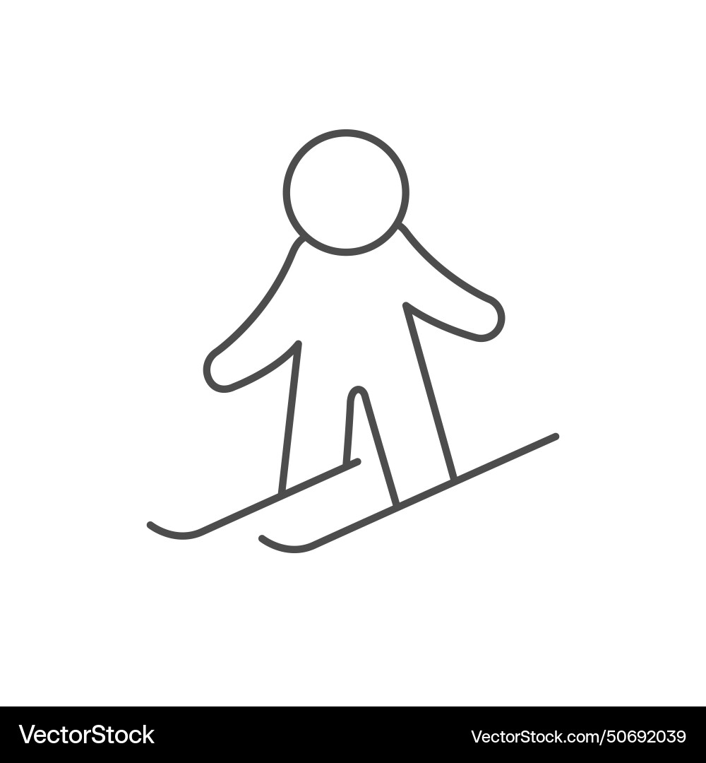 Child skier line outline icon Royalty Free Vector Image