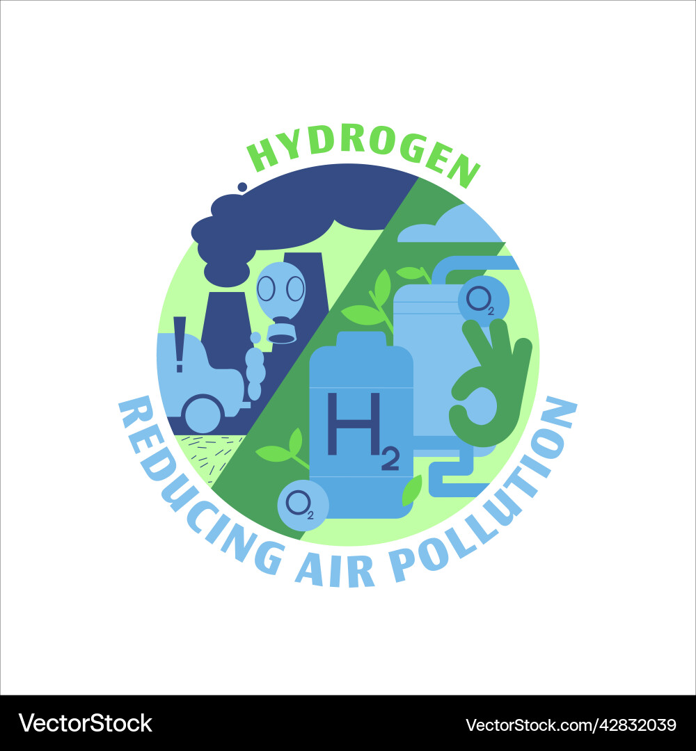 Hydrogen icon reducing air pollution isolated Vector Image