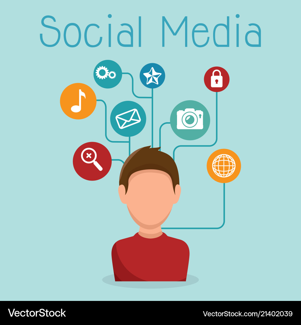 Man with social media icon Royalty Free Vector Image