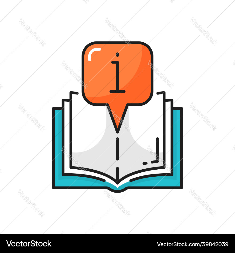 Open book with information sign bubble isolated Vector Image