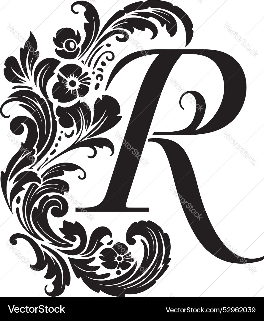 Renaissance elegance timeless letter r radiant Vector Image