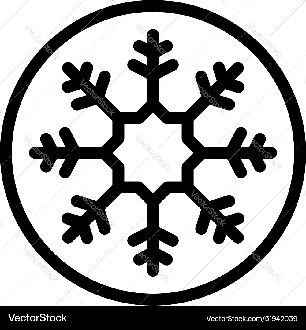 Snowflake icon depicting frozen water Royalty Free Vector