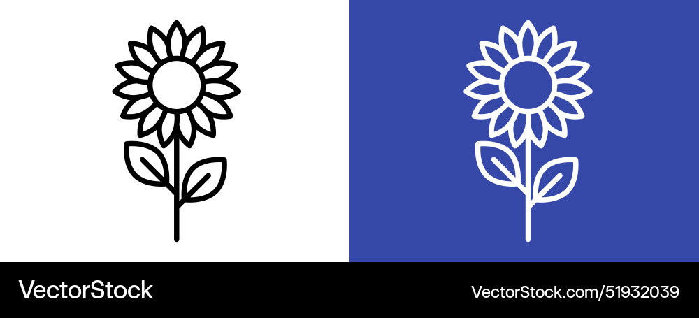 Sunflower icon logo set Royalty Free Vector Image