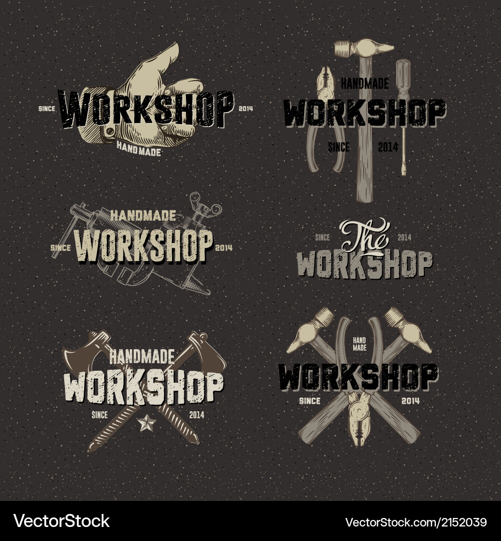 Vintage Workshop Badges & Labels Royalty Free Vector
