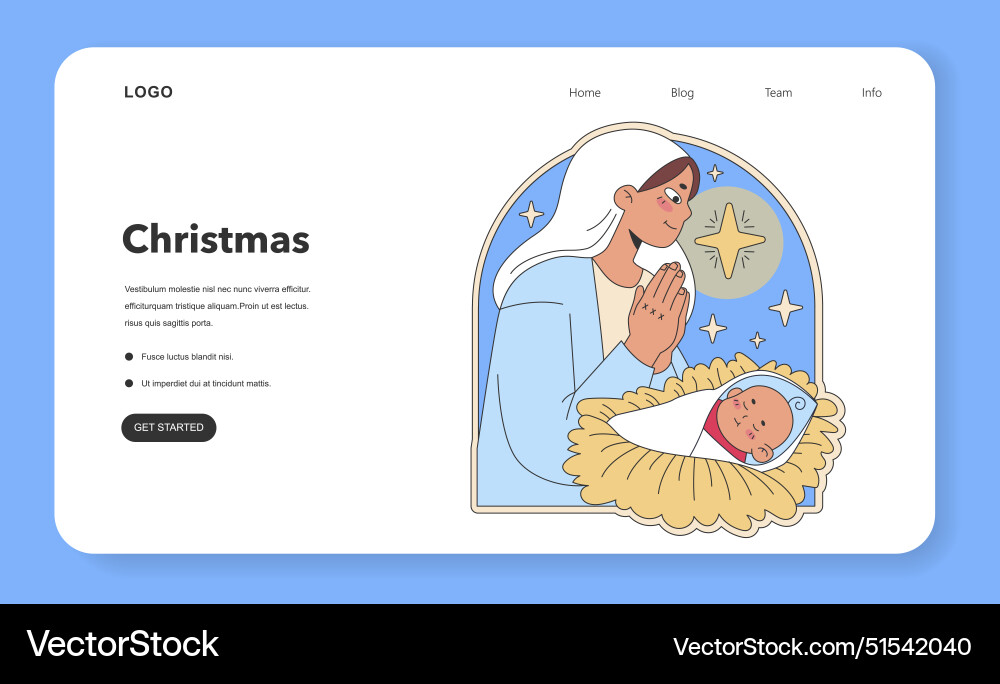 Christmas nativity scene flat Royalty Free Vector Image