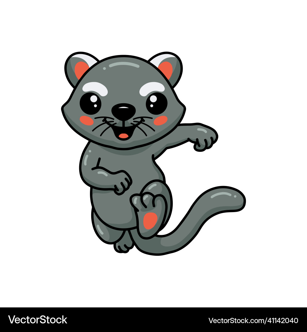 Cute little bearcat cartoon running Royalty Free Vector