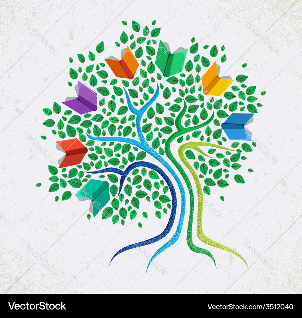 Education abstract concept tree book Royalty Free Vector