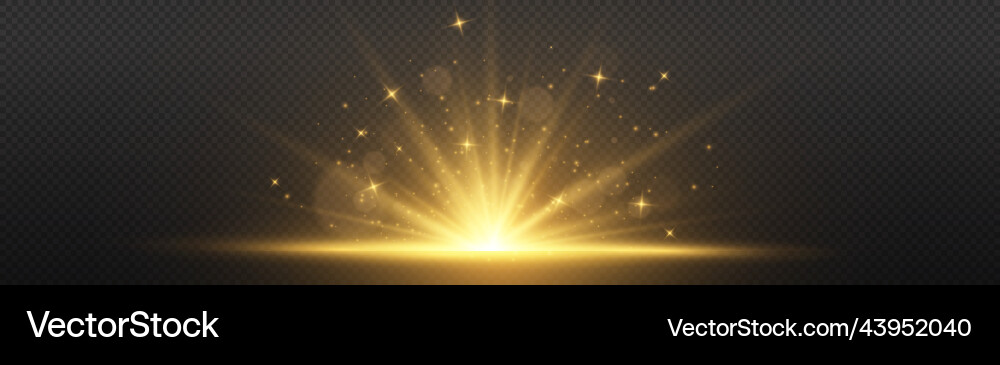 Explosion sun gold glitter spark flash light star Vector Image