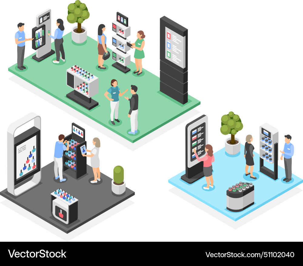 Isometric exhibition abstract promotional event Vector Image