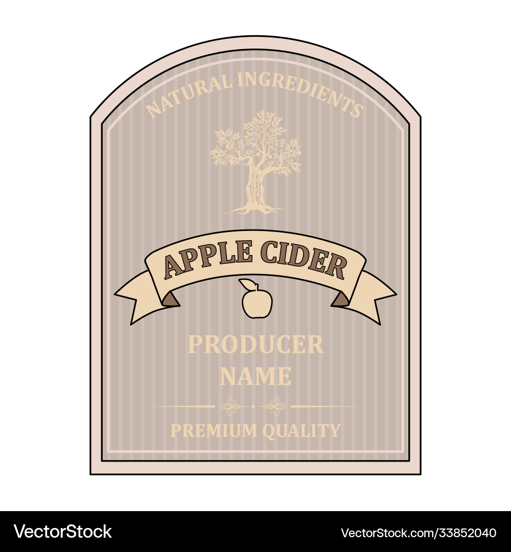 Label for apple cider template retro Royalty Free Vector