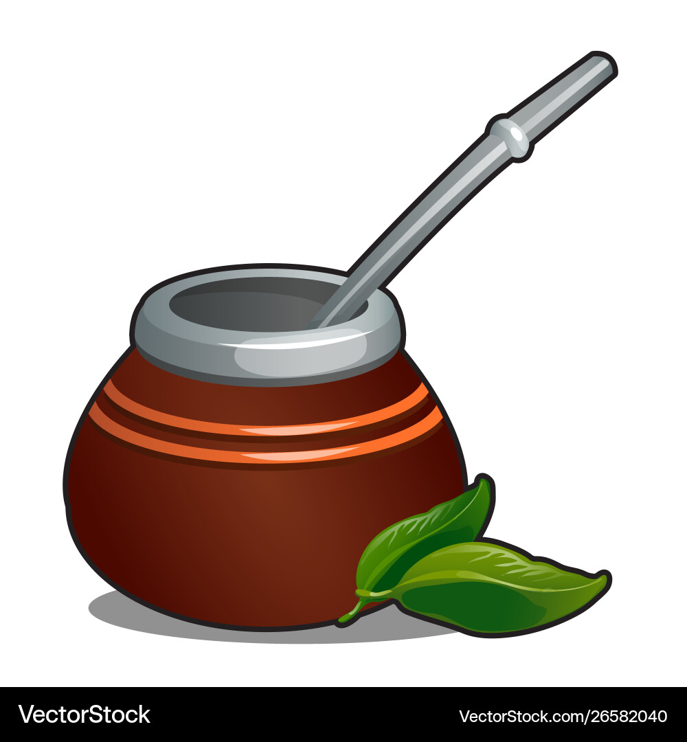 Mate Cup with Calabash & Leaves Royalty Free Vector