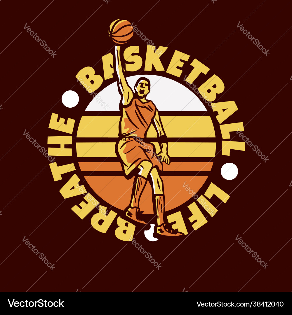 Vintage Basketball Slam Dunk Logo Royalty Free Vector Image
