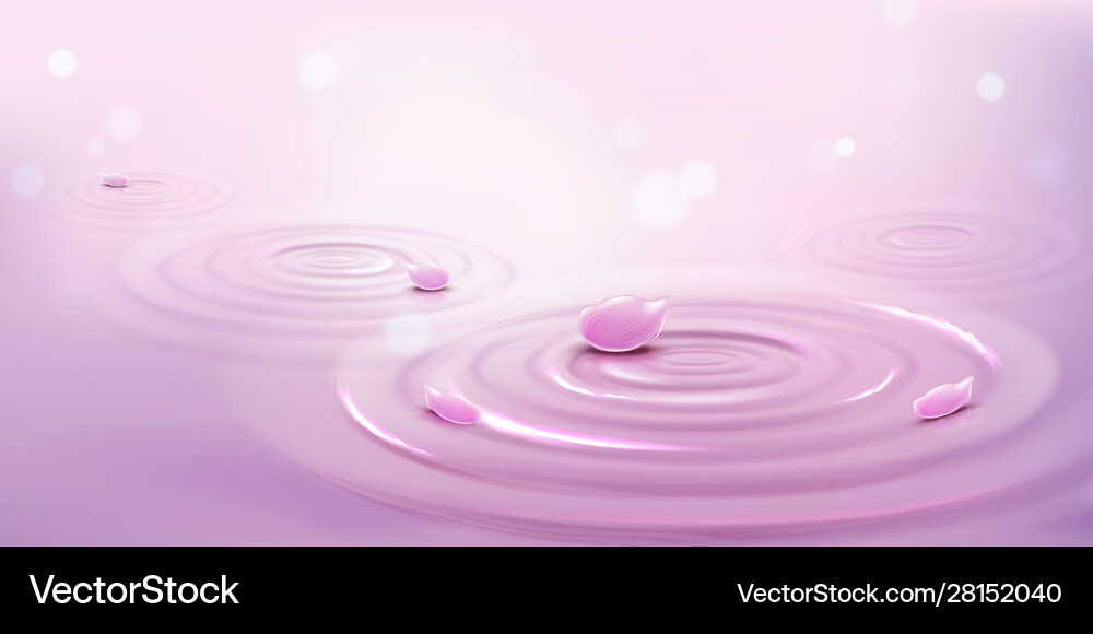 Water Ripples with Pink Petals Royalty Free Vector Image