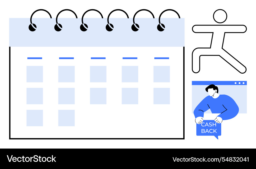 Calendar with spiral binding human figure Vector Image