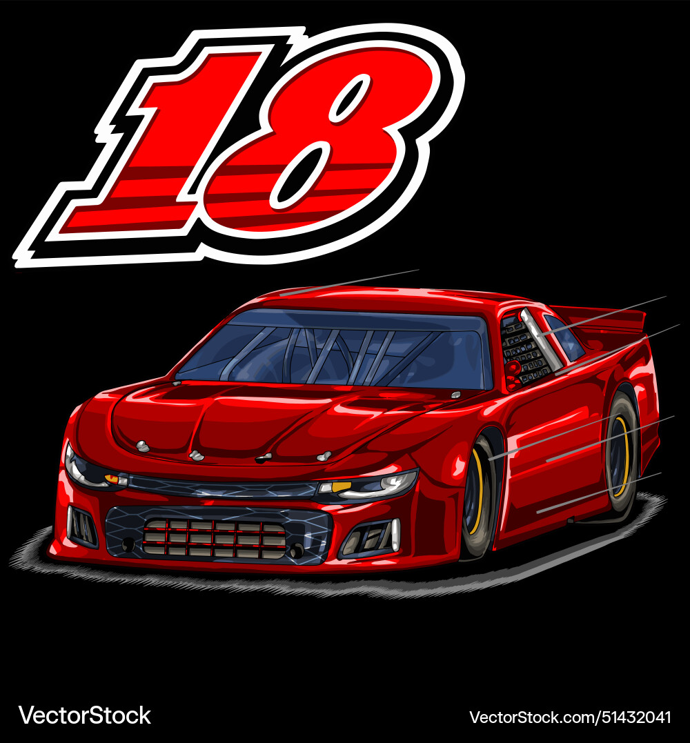 Red drag racing car with black strip Royalty Free Vector