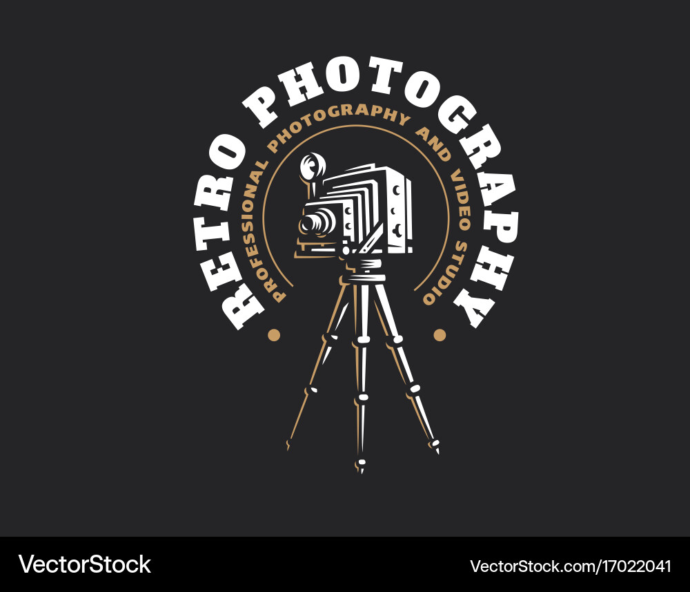Retro photo camera logo Royalty Free Vector Image