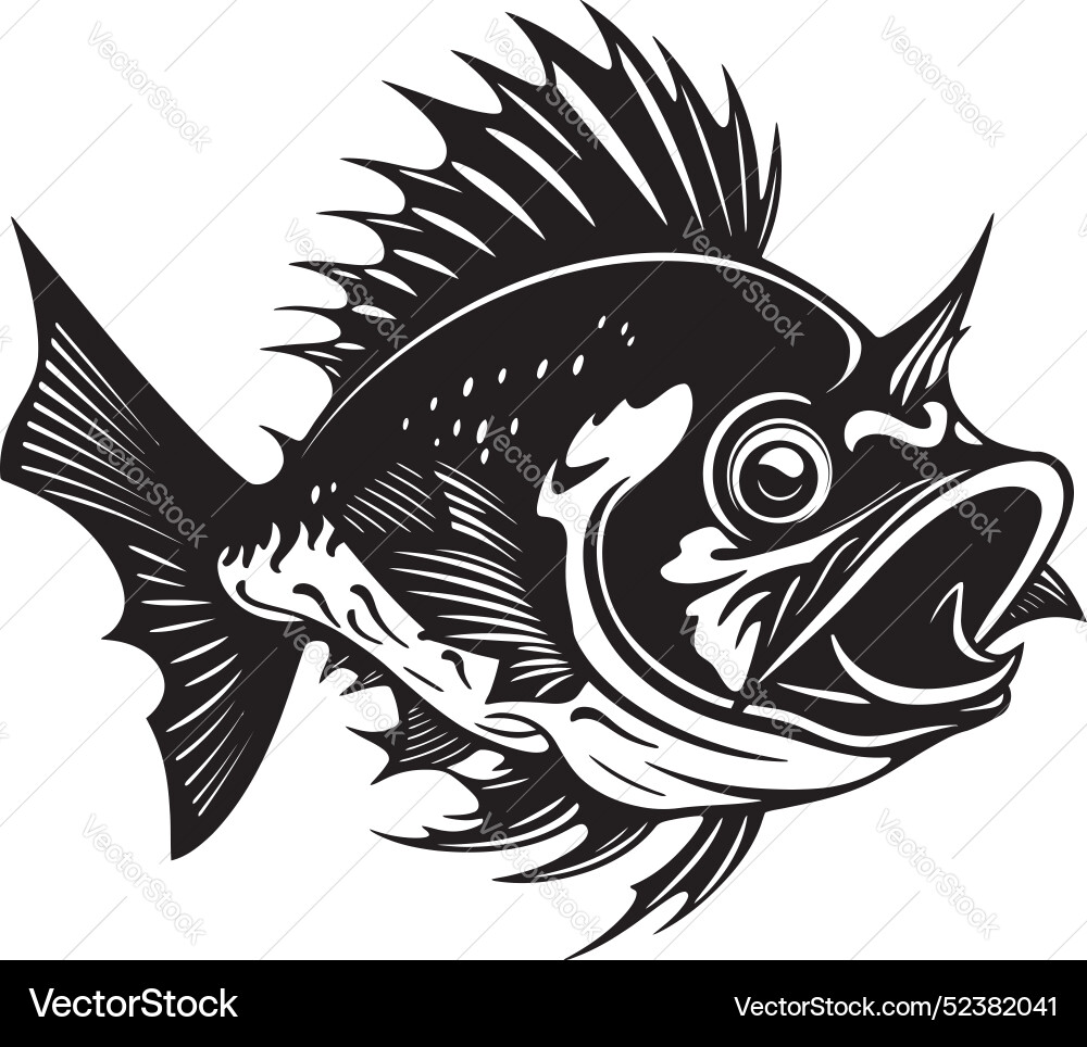 Serrated scales evil angler fish icon in angular Vector Image