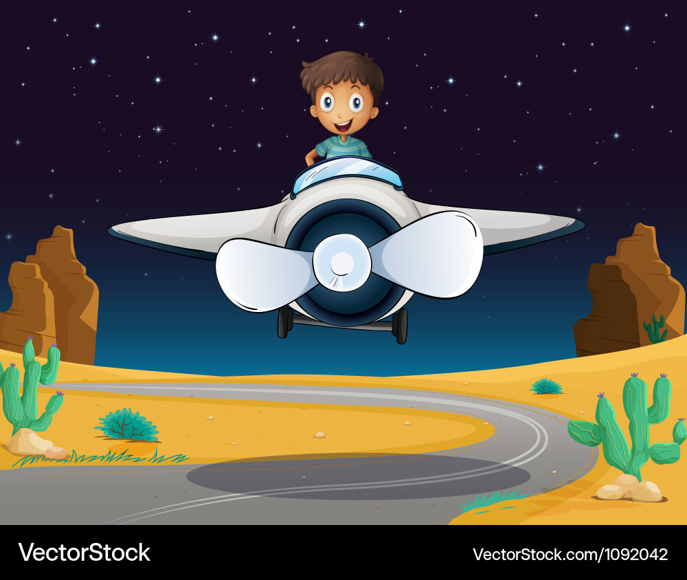 A boy and aeroplane Royalty Free Vector Image - VectorStock