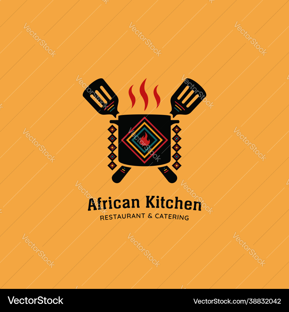 African cultural kitchen restaurant logo icon Vector Image