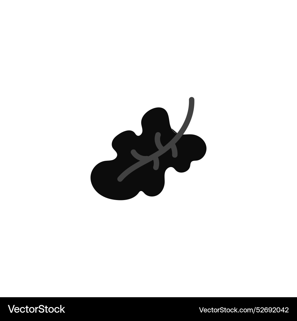 Black oak tree leaf flat icon wicca sign Vector Image