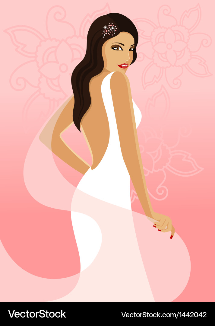 Bride on a pink background Royalty Free Vector Image