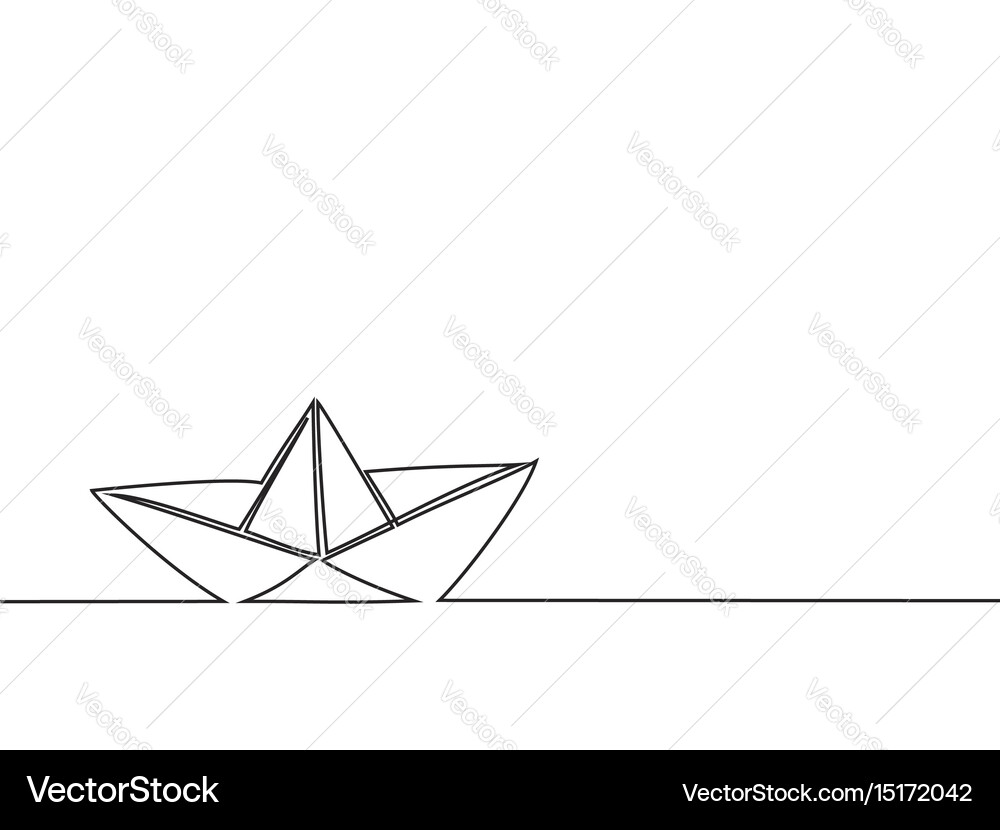 Continuous line drawing of paper boat Royalty Free Vector