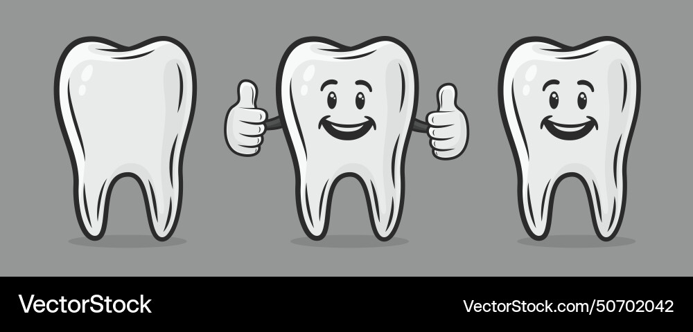 Cute and friendly cartoon tooth character Vector Image
