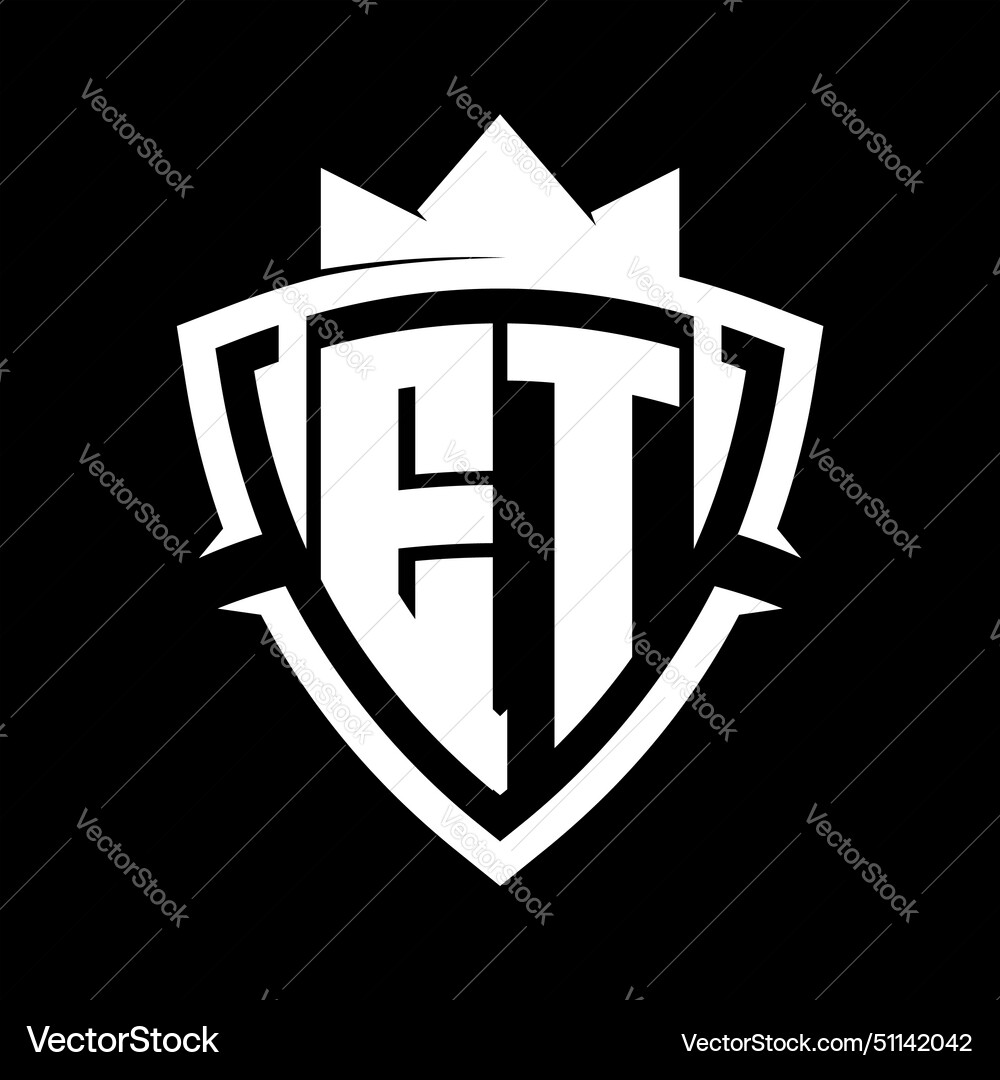 Et letter monogram with triangle curve shield Vector Image