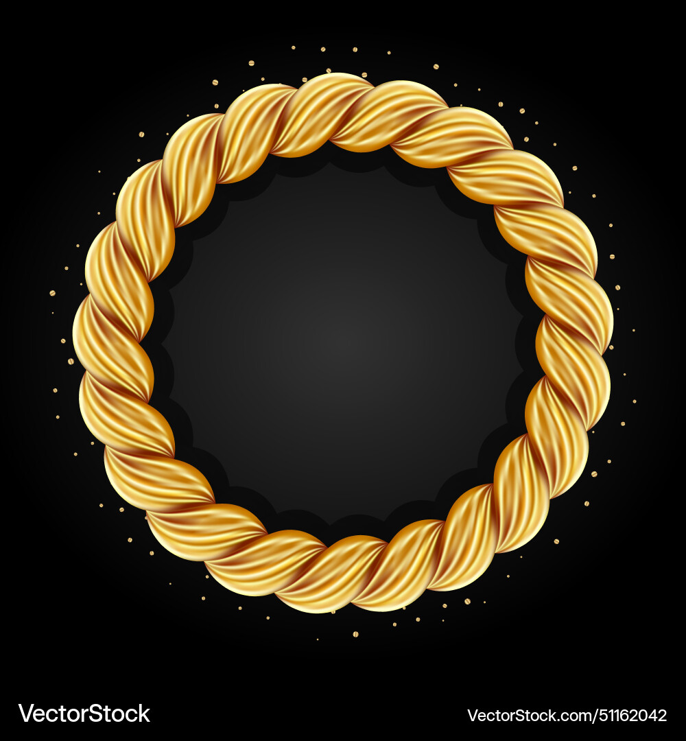 Gold twisted rope circle frame round border Vector Image