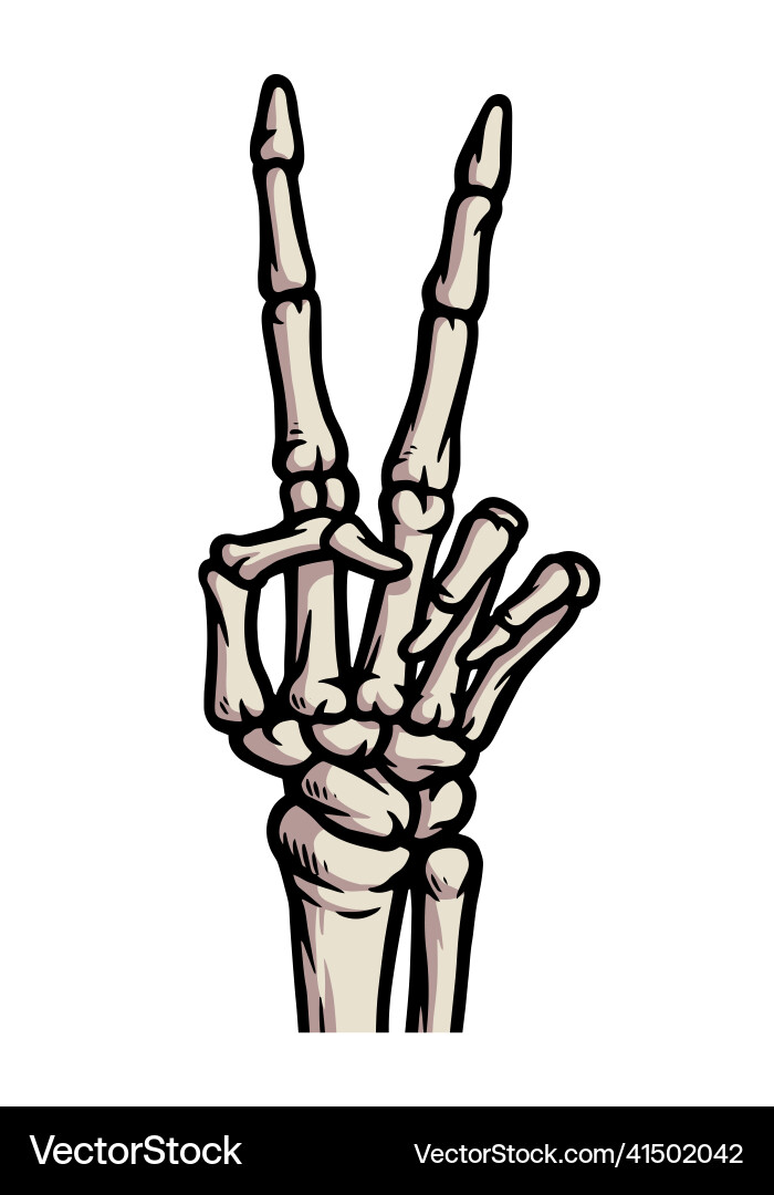Peace sign skeleton hand Royalty Free Vector Image