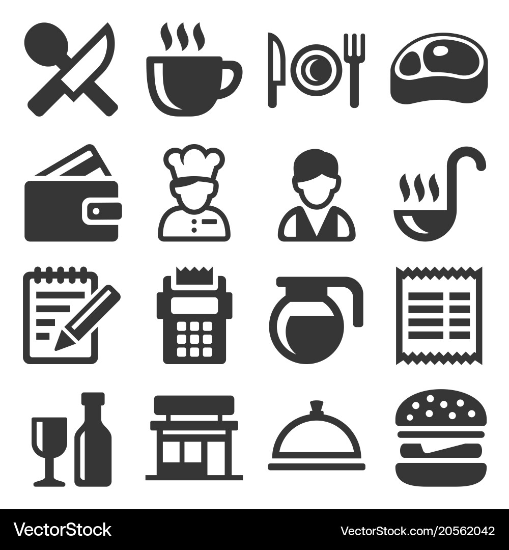 Restaurant cooking and kitchen icons set Vector Image