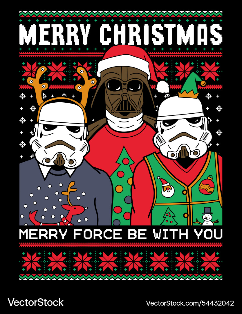 Star Wars Christmas Sweater Royalty Free Vector Image