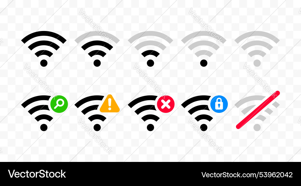 Wi-fi symbol full and weak signal indicators Vector Image