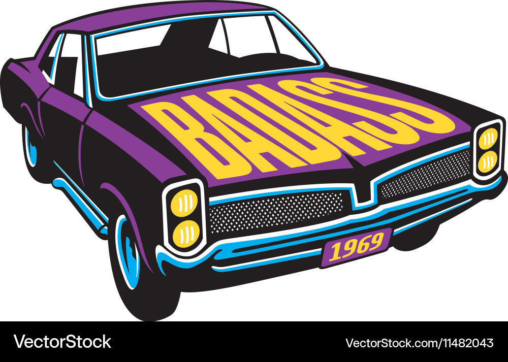 Bad ass muscle car design Royalty Free Vector Image
