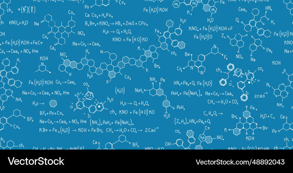 Chemical formulas on the board Royalty Free Vector Image