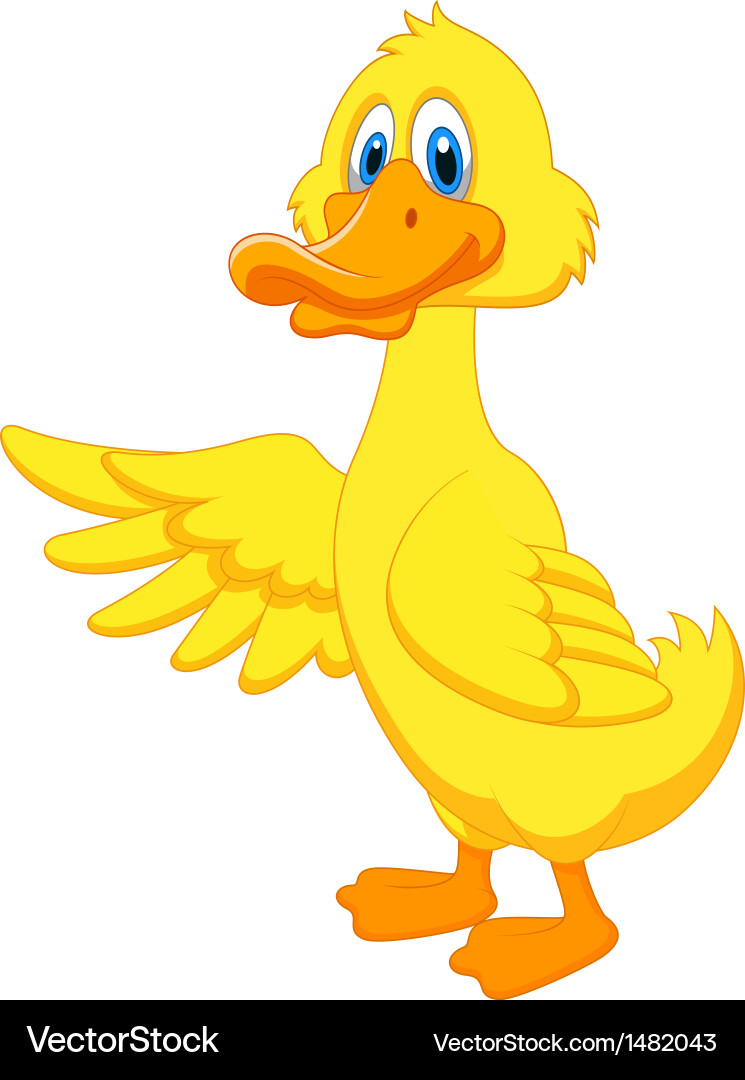 Cute duck cartoon waving Royalty Free Vector Image
