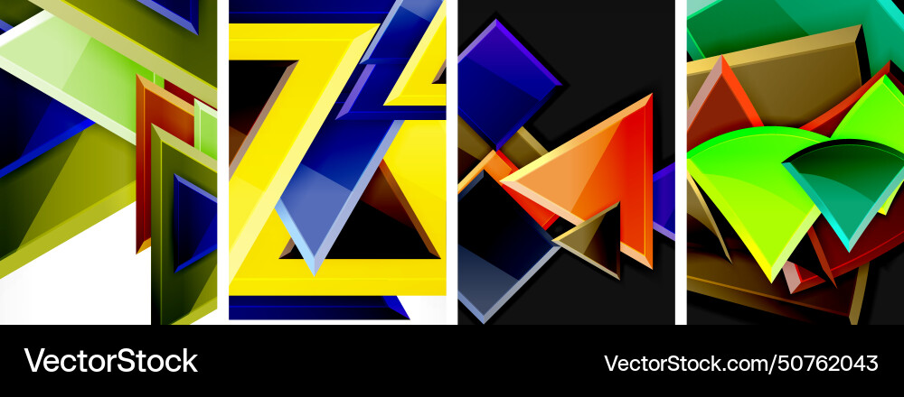 Glossy triangles geometric poster set Royalty Free Vector