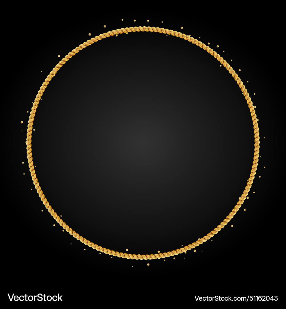 Gold twisted rope circle frame round border Vector Image