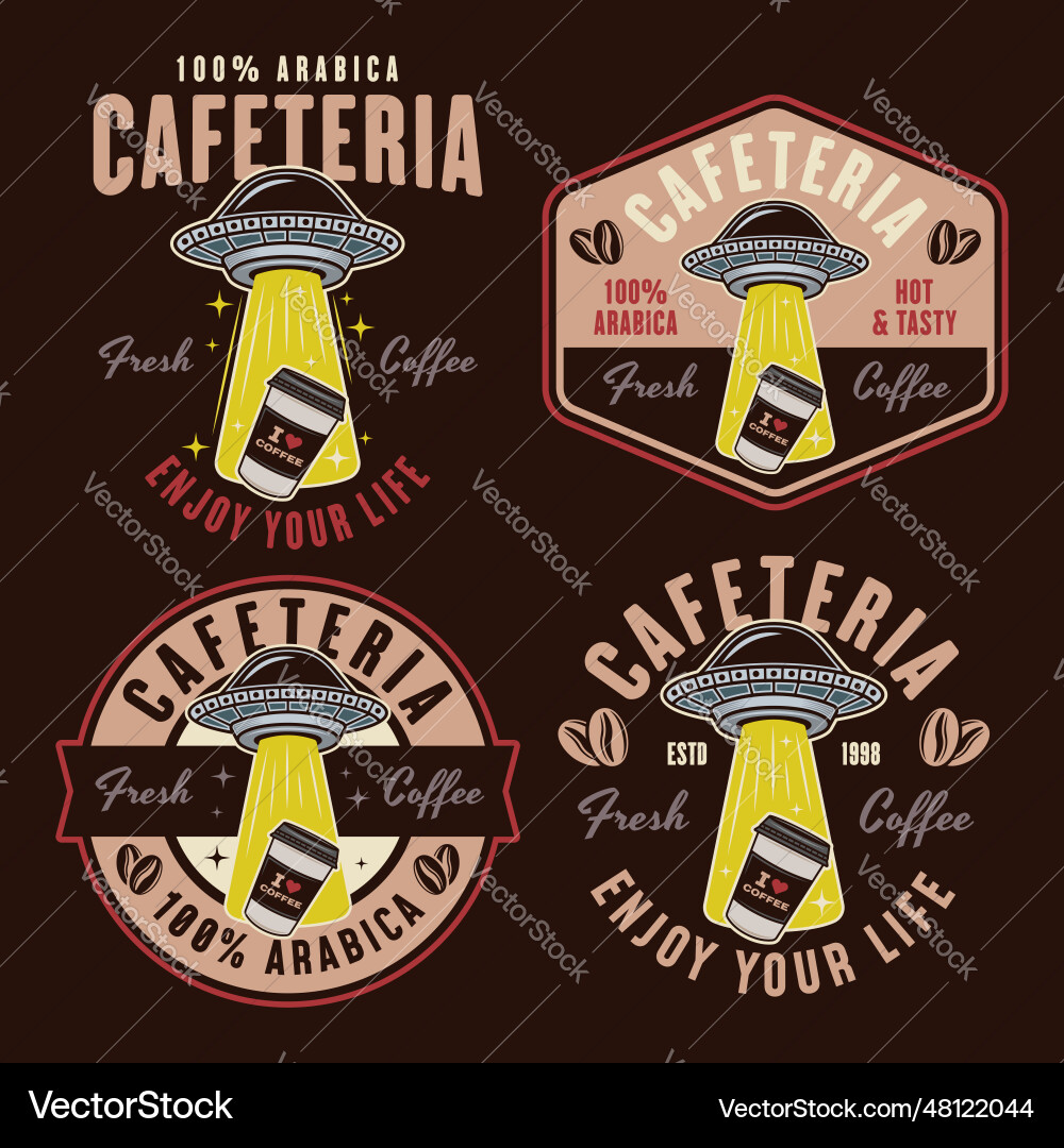 Cafeteria set of emblems logos badges Royalty Free Vector