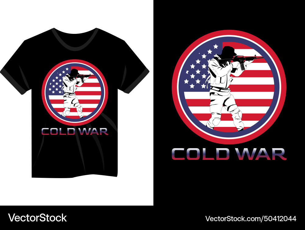 Cold war american flag and soldier mockup Vector Image
